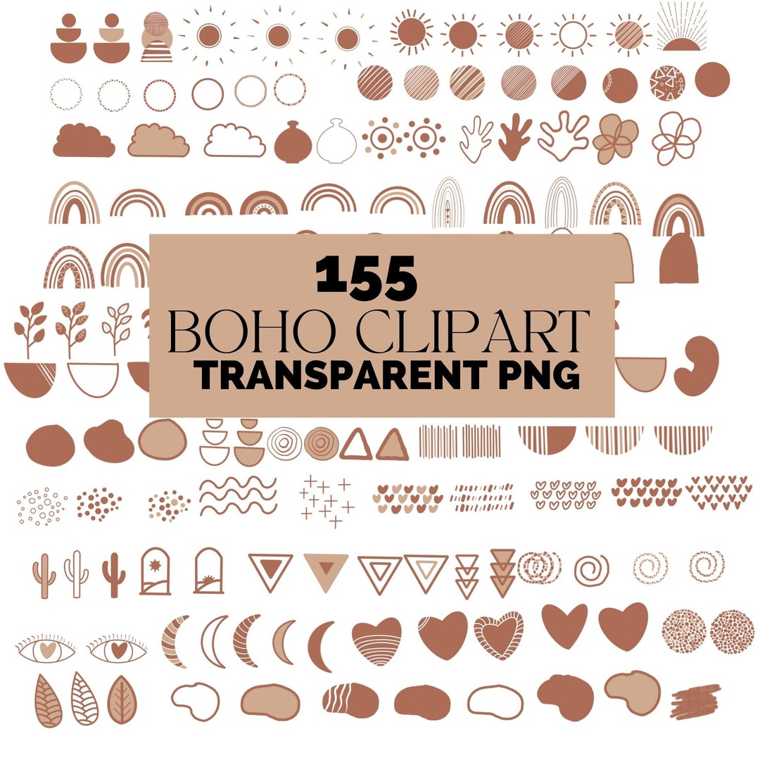 Brown BOHO Hand-drawn Clipart / Boho Clipart for Planner Pages and ...