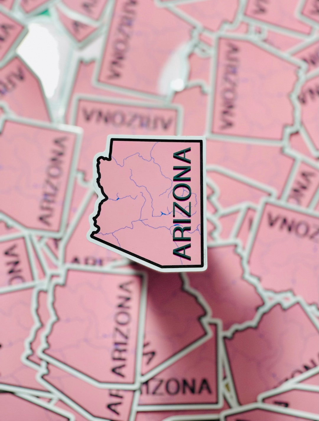 Pink State of Arizona With River Lines Sticker - Etsy