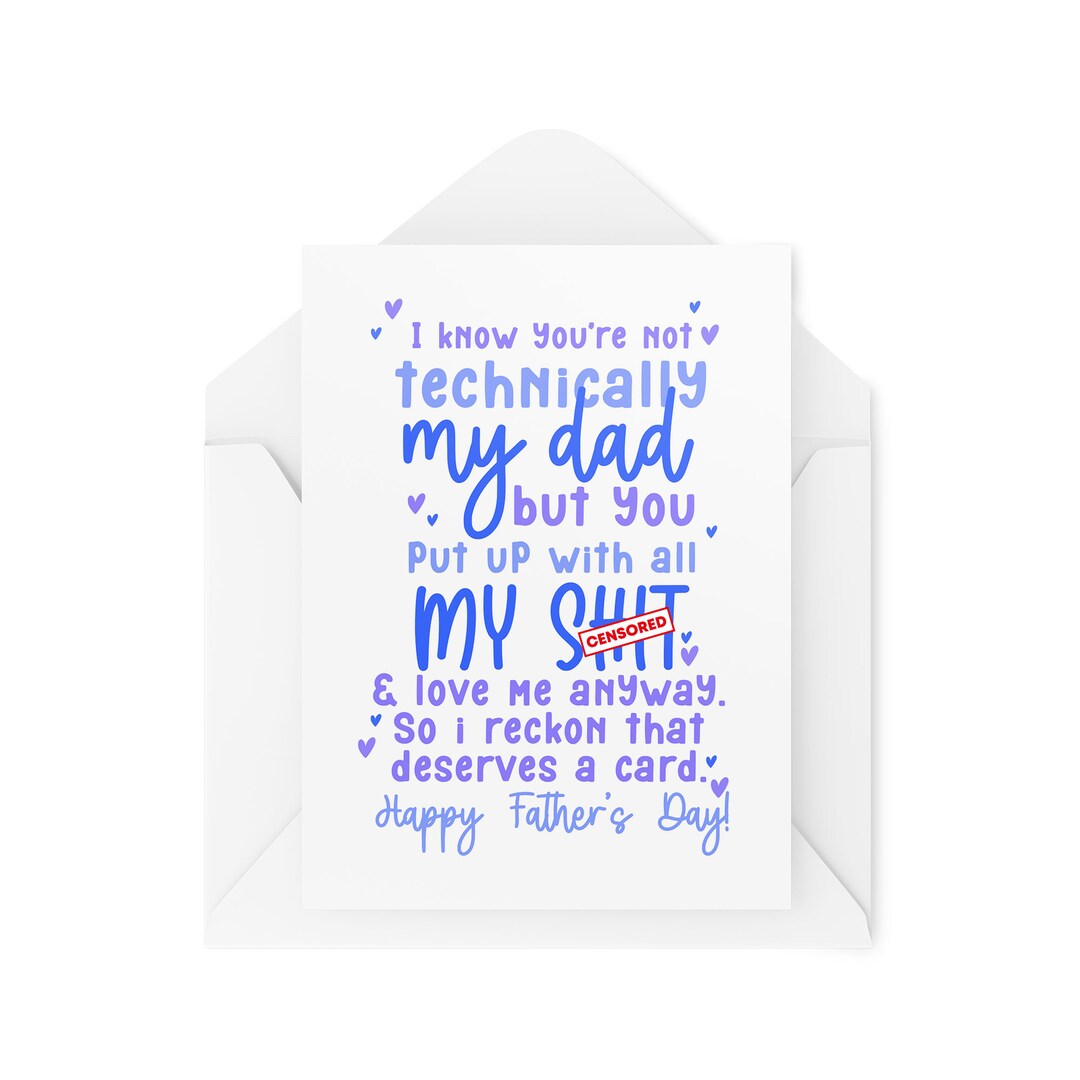 Funny Father's Day Cards Not Technically My Dad Thank You Step Dad ...