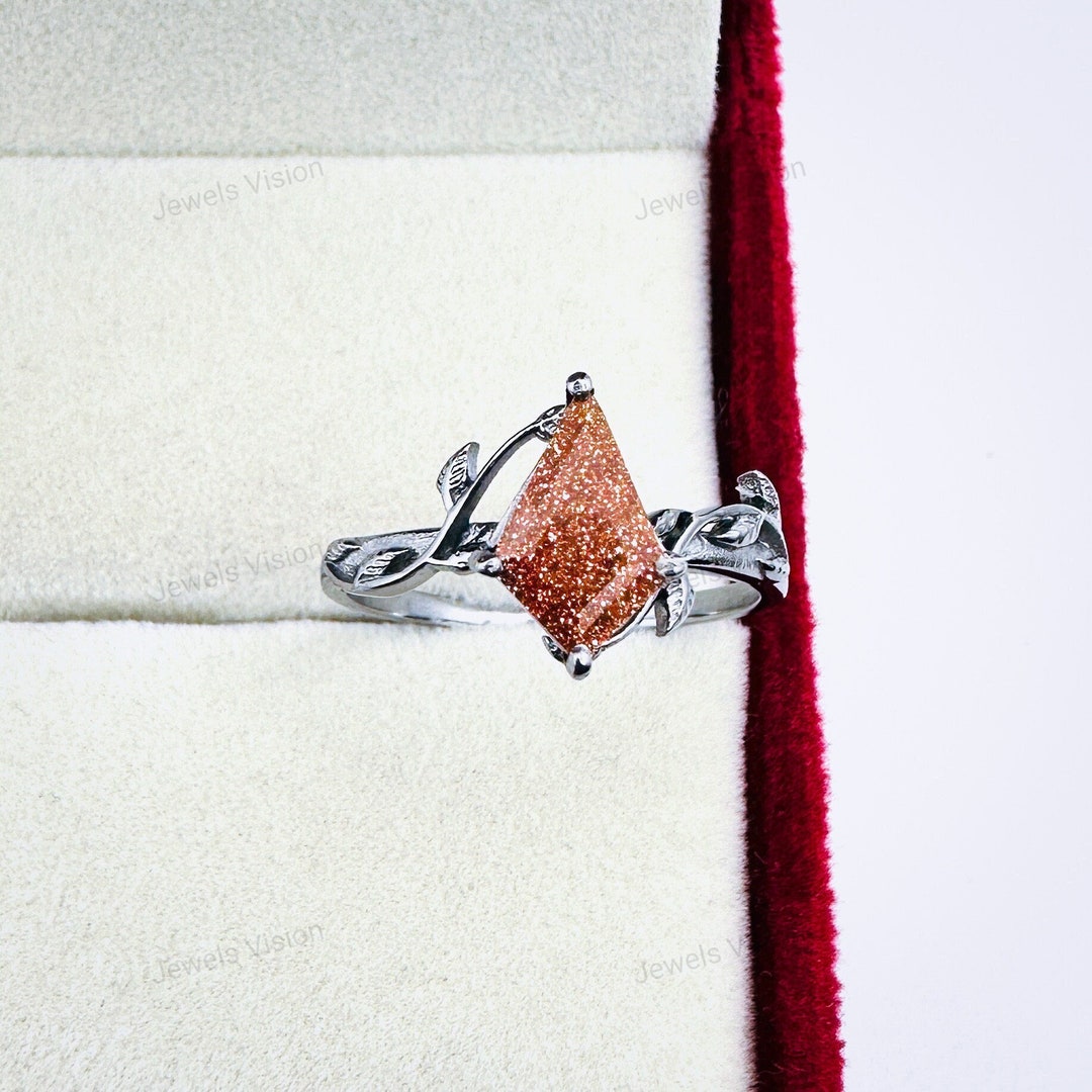 Kite Orange Sandstone Twig Wedding Ring Nature Inspired Leaf Branch ...