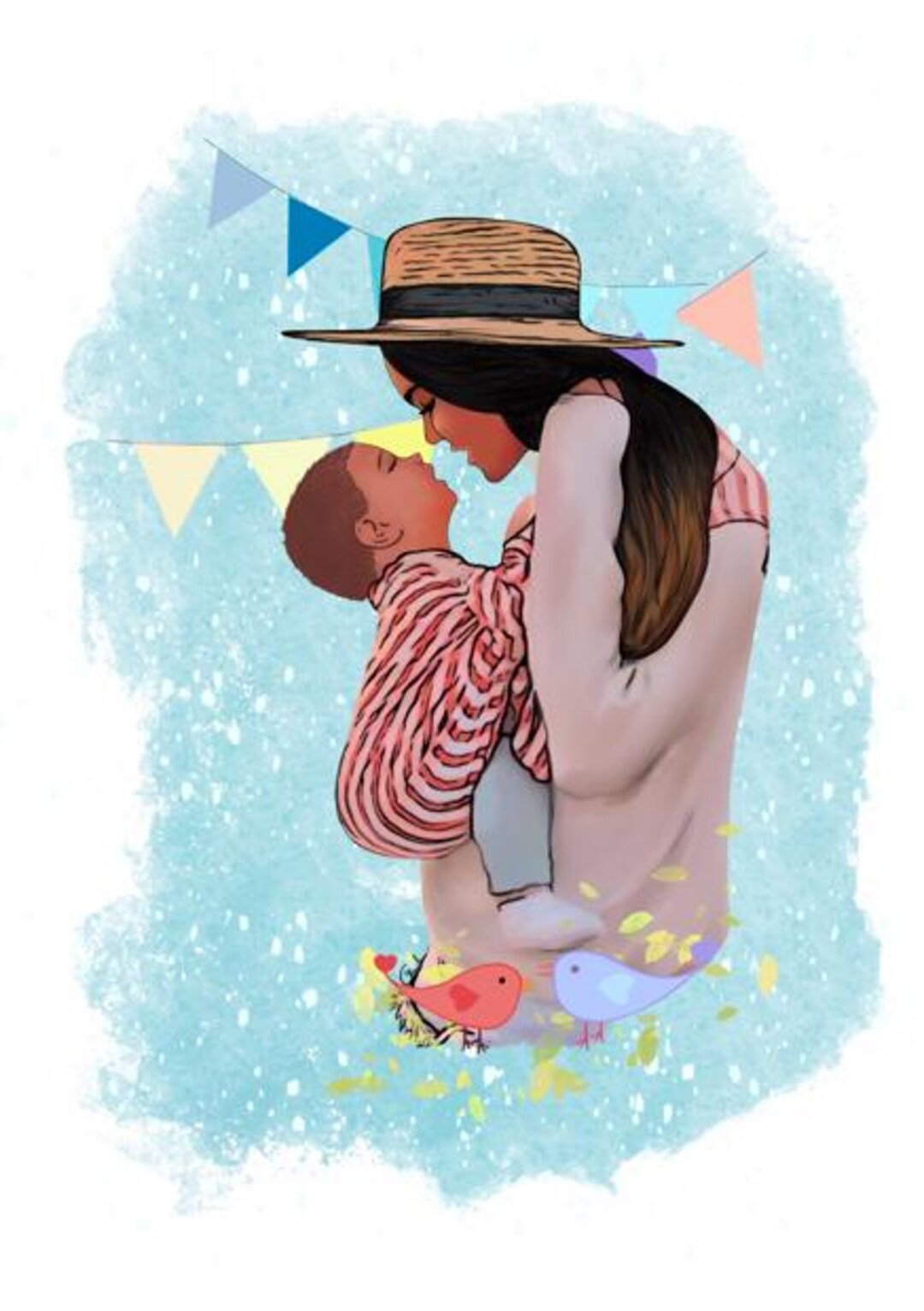 Babywearing Mother and Baby Illustration | Maternity Printable Wall Art ...