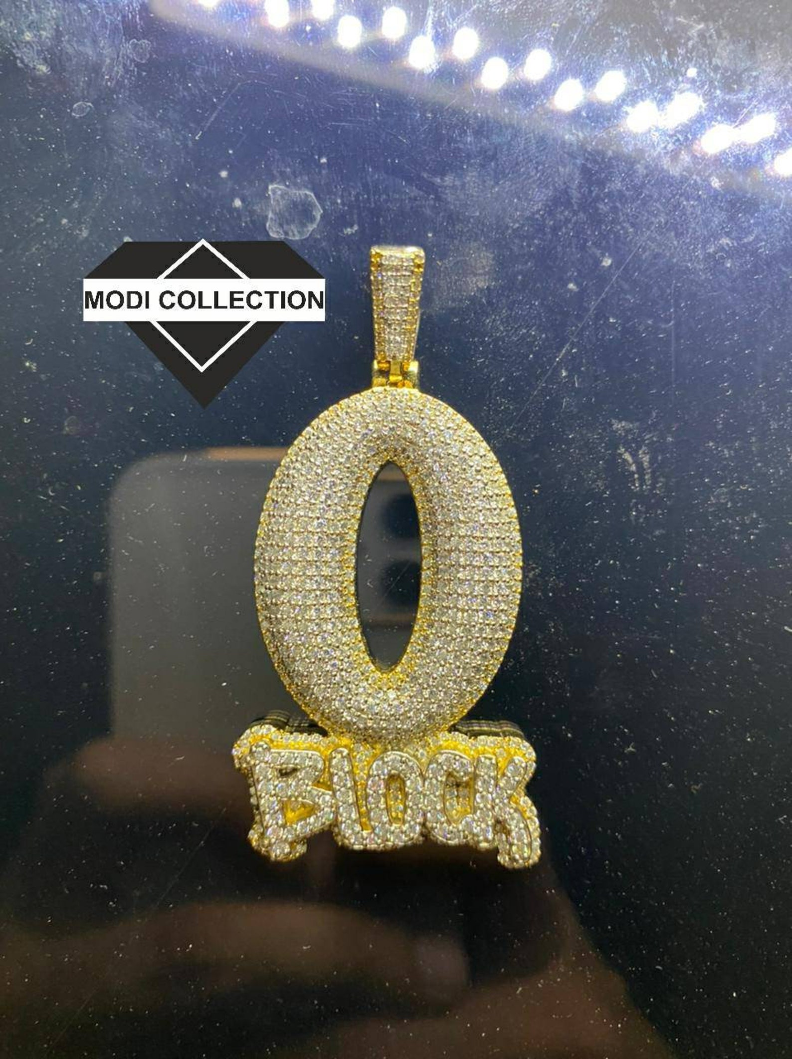 Customize O Block Hip Hop Diamond Pendant Silver without | Etsy