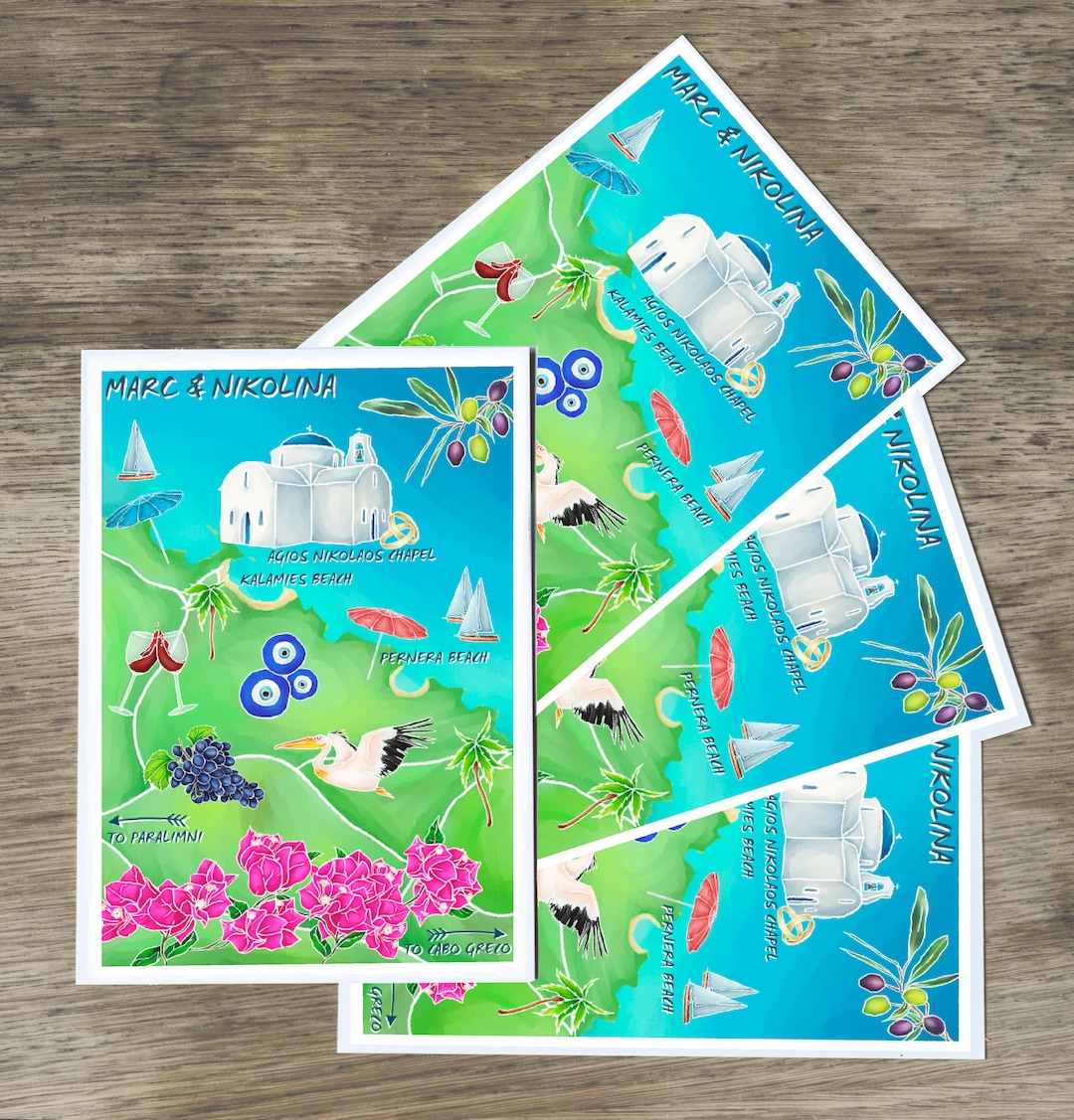 Custom Wedding Map Invitation, Watercolour-style Illustration, Handmade ...