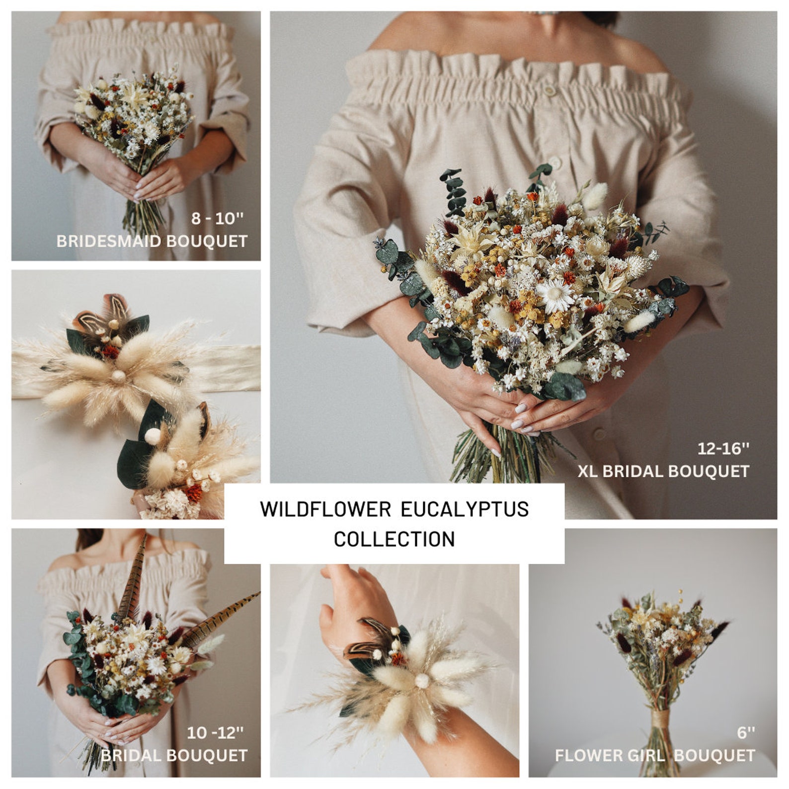 Fall Wedding Bouquet, Rustic Dried Flower Wedding Bouquet - Wildflower ...