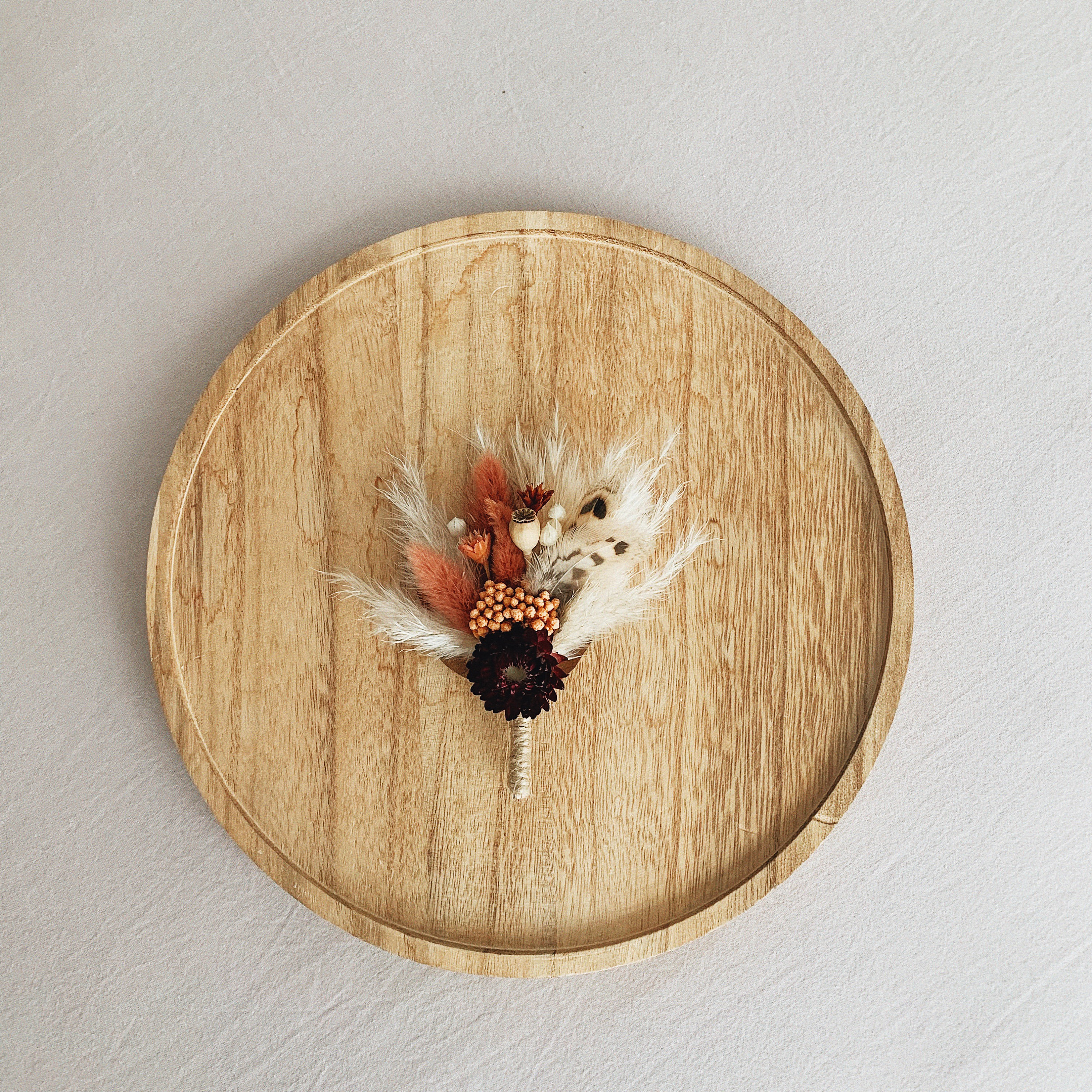 Terracotta Dried Flower Boutonniere for Groomsmen, Burnt Orange ...