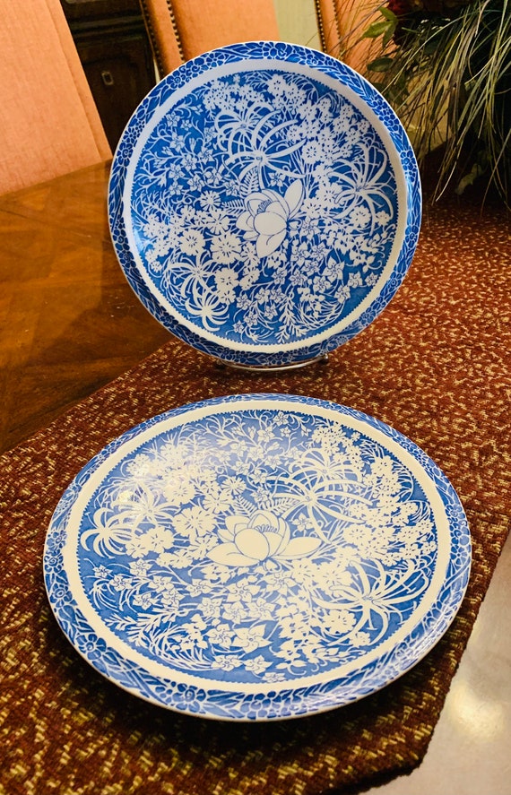 Hawaiian Flowers Blue Plates by Vernon Kilns | Etsy