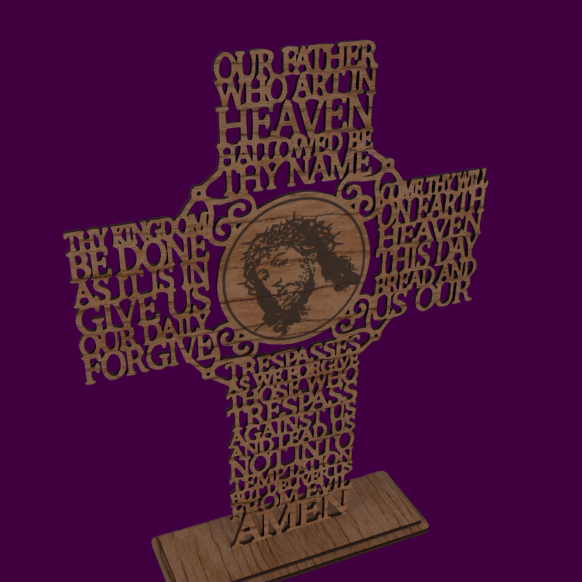 Catholic Lord's Prayer Our Father Picture Cross, Baptism Gift Girls ...