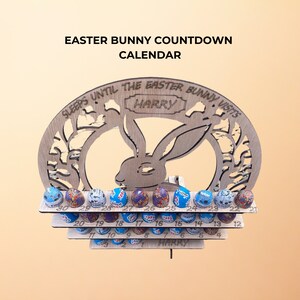 PERSONALISED Wooden Bunny Countdown Sign, Easter Egg Holder, Easter ...