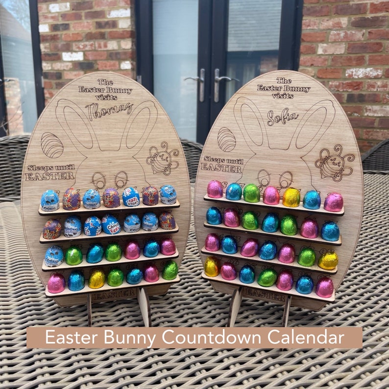 PERSONALISED Wooden Bunny Countdown Sign, Easter Bunny Sign, Kids ...