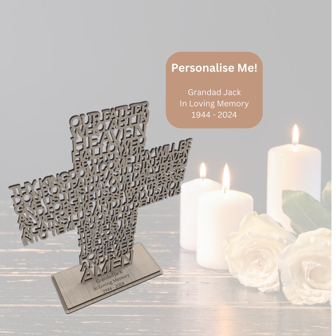 Wooden Cross Lords Prayer, Remembrance Gift, in Memory Of, Memory Gift ...