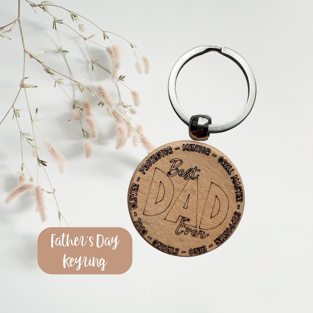 Fathers Day Keyring, Best Dad Ever Keychain, Gift for Dad for Fathers ...