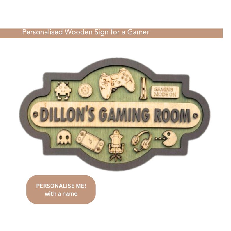 Personalised Gaming Sign, Custom Gamer Tag, Unique Room Decor for Boys ...