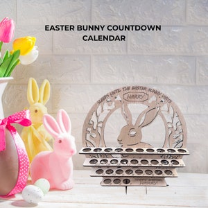 PERSONALISED Wooden Bunny Countdown Sign, Easter Egg Holder, Easter ...