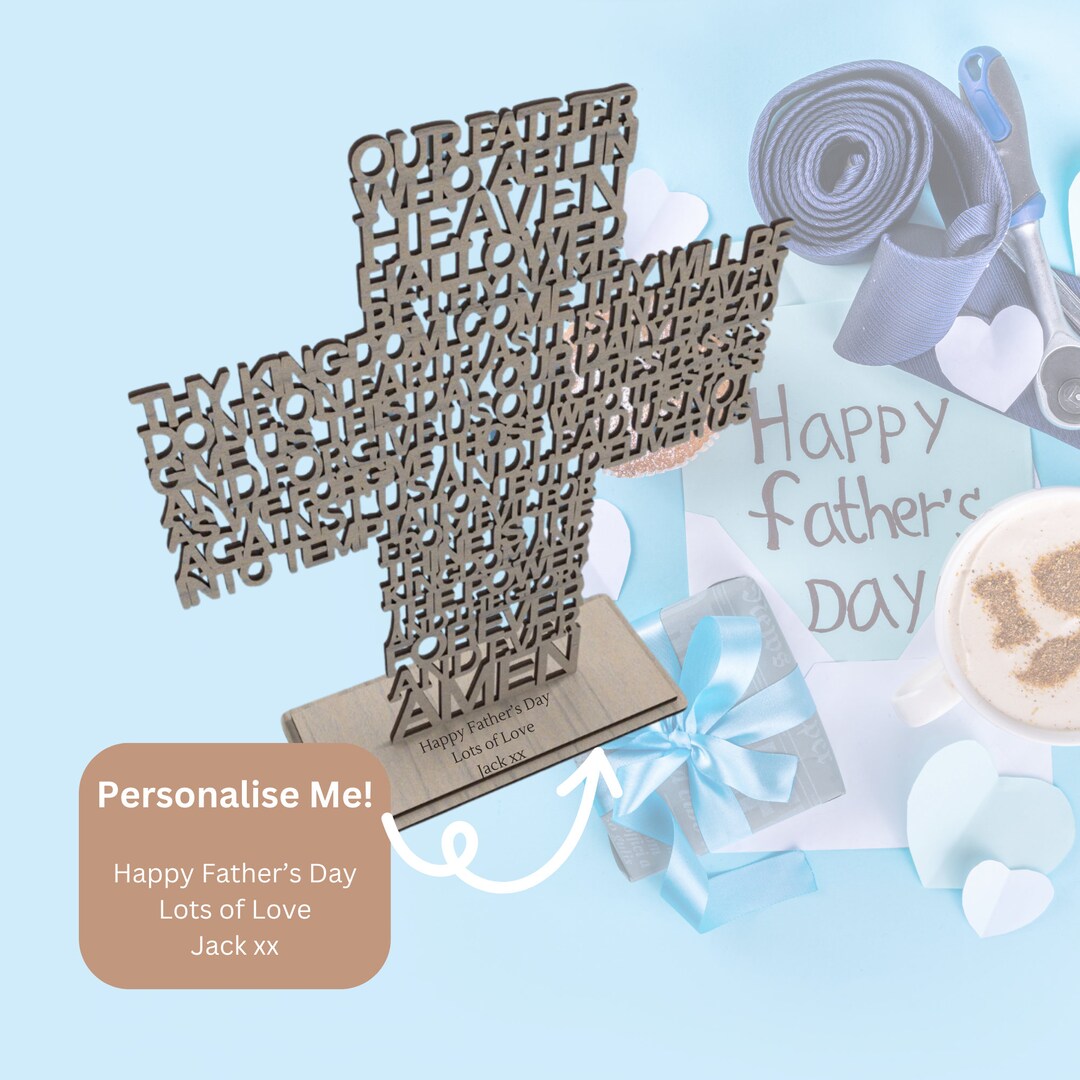 Christian Fathers Day Gift From Daughter, Lords Prayer Wooden Cross ...