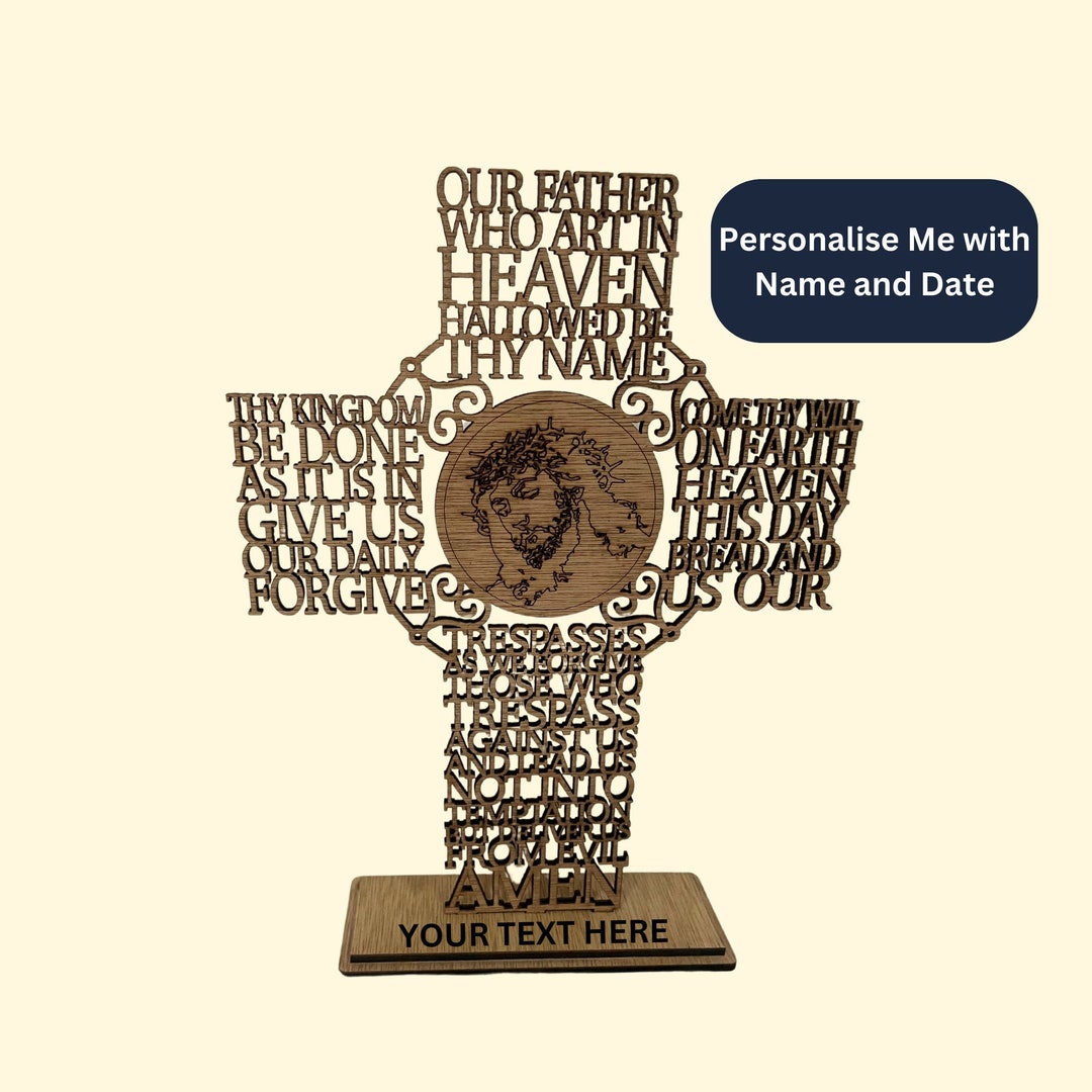 Catholic Lord's Prayer Our Father Picture Cross, Baptism Gift Girls ...