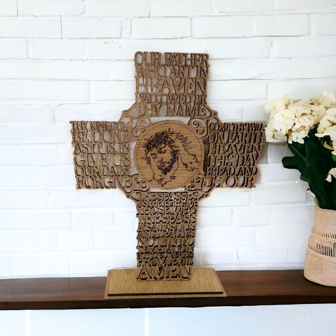 Catholic Lord's Prayer Our Father Picture Cross, Baptism Gift Girls ...