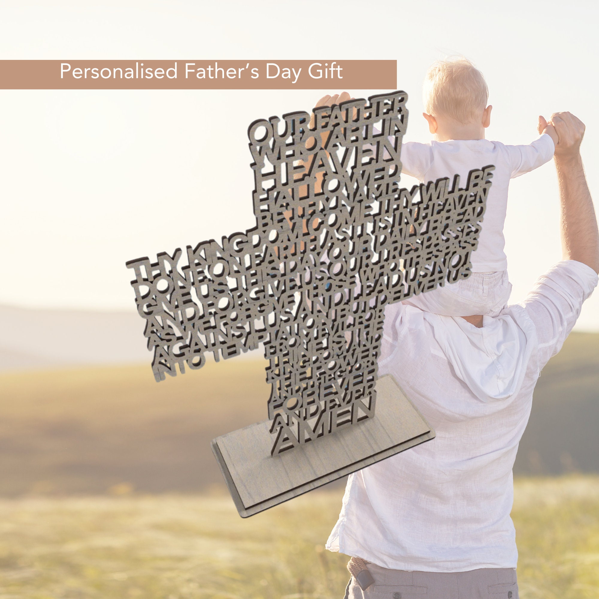 Christian Fathers Day Gift From Daughter, Lords Prayer Wooden Cross ...