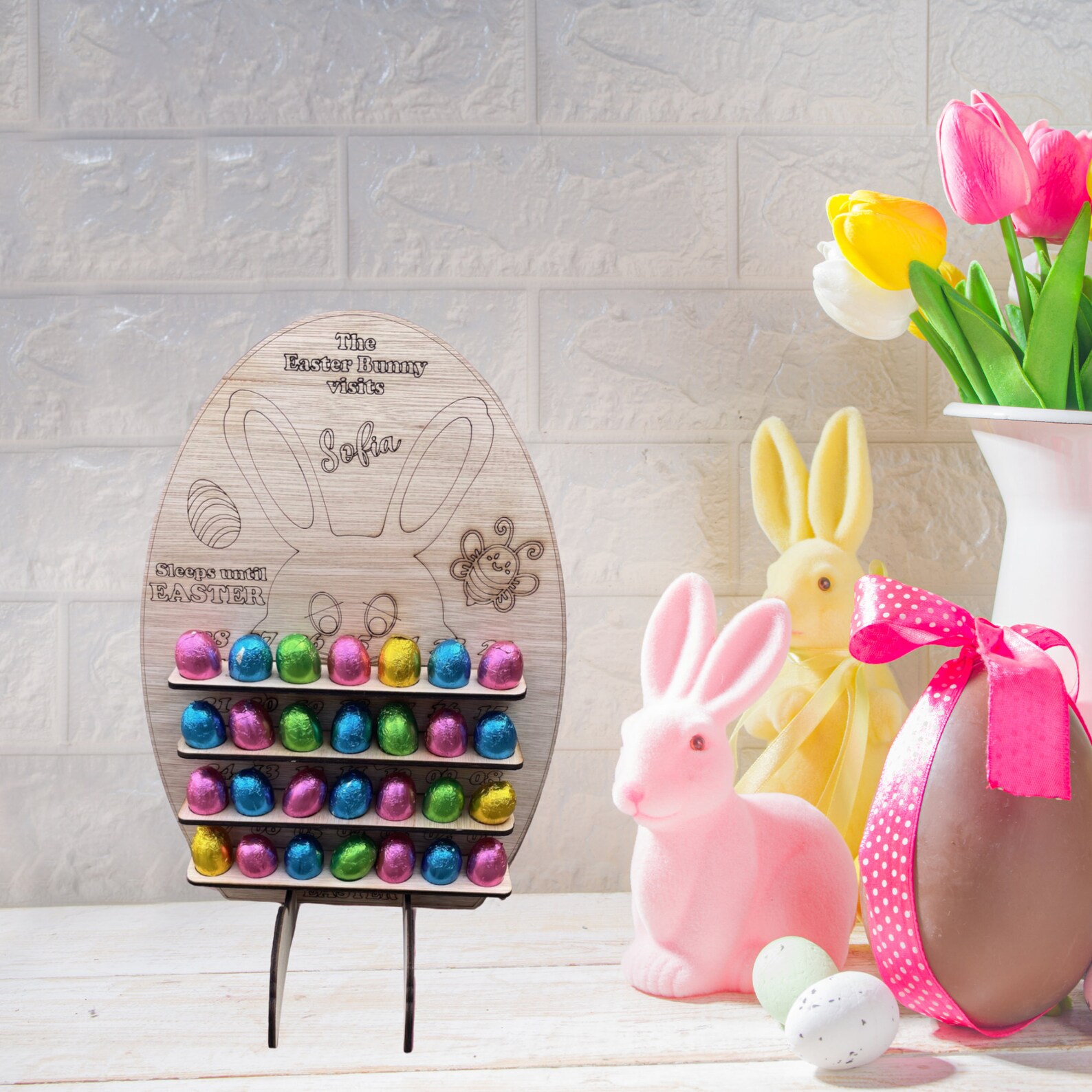 PERSONALISED Wooden Bunny Countdown Sign, Easter Bunny Sign, Kids Easter Sign, Easter Keepsake ...