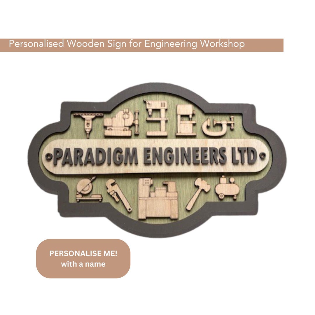 Personalized Engineer Workshop Wooden Sign, Mechanical Engineering Gift ...