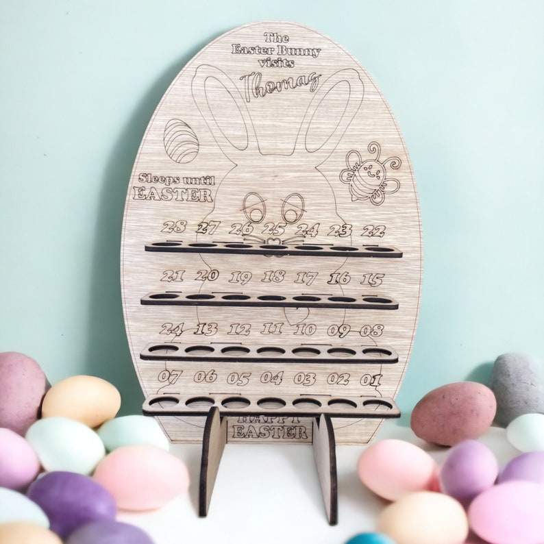 PERSONALISED Wooden Bunny Countdown Sign, Easter Bunny Sign, Kids ...