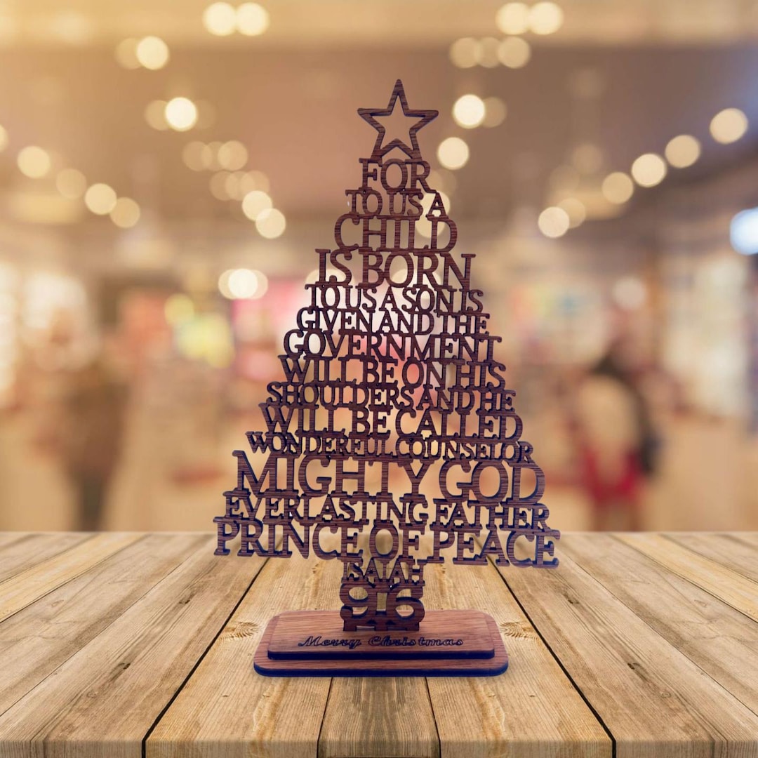 Christian Christmas Tree Isaiah 9:6 Bible Verse Unto Us A Child is Born ...
