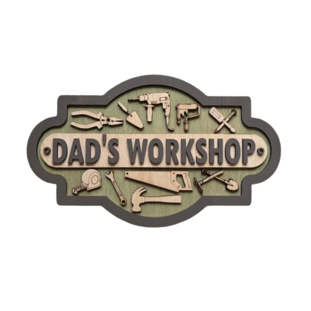 Personalised Dad's Workshop Sign, Wooden Wall Decor, Fathers Day Gifts for Dad, DIY Tools Gift ...