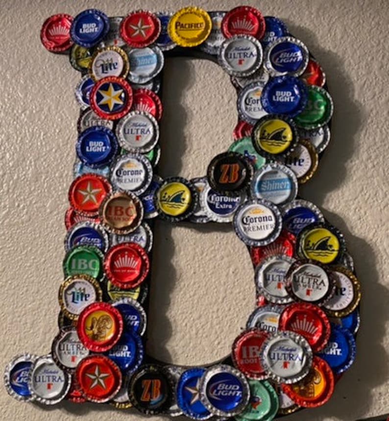 12” Tall Hand Flattened Beer Caps on 1 Letter - Etsy