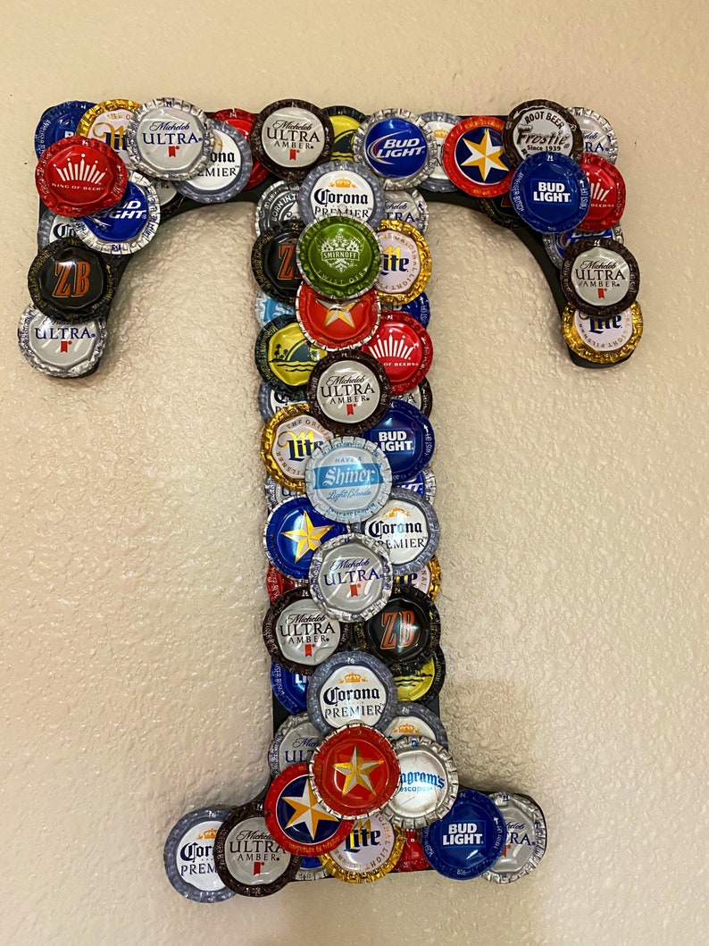 3 12 Tall Hand Flattened Beer Cap Letters - Etsy