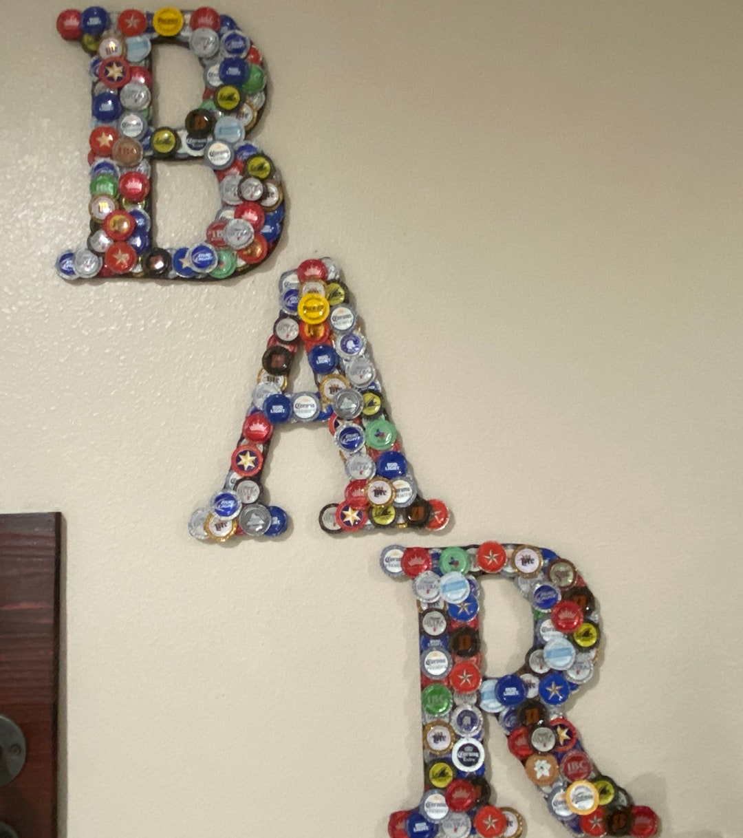 3 12 Tall Hand Flattened Beer Cap Letters - Etsy