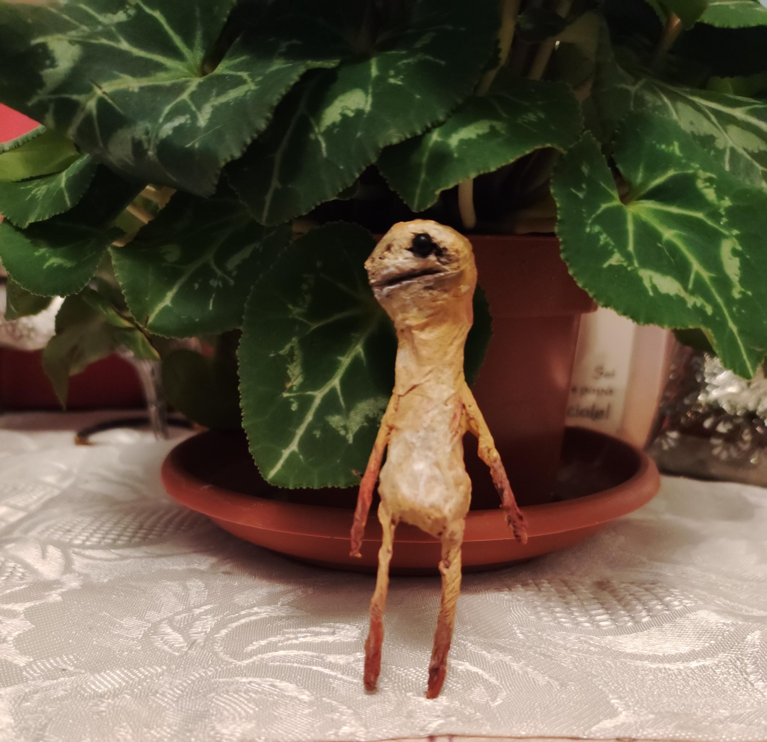 Paper Mache Dark Home Decor Homunculus, Handmade Monster Doll Sculpture ...