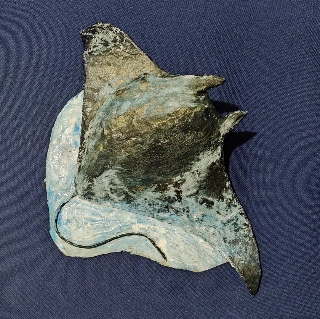 Paper Mache Home Decor Manta Ray, Handmade Paper Clay Sculpture, Modern ...