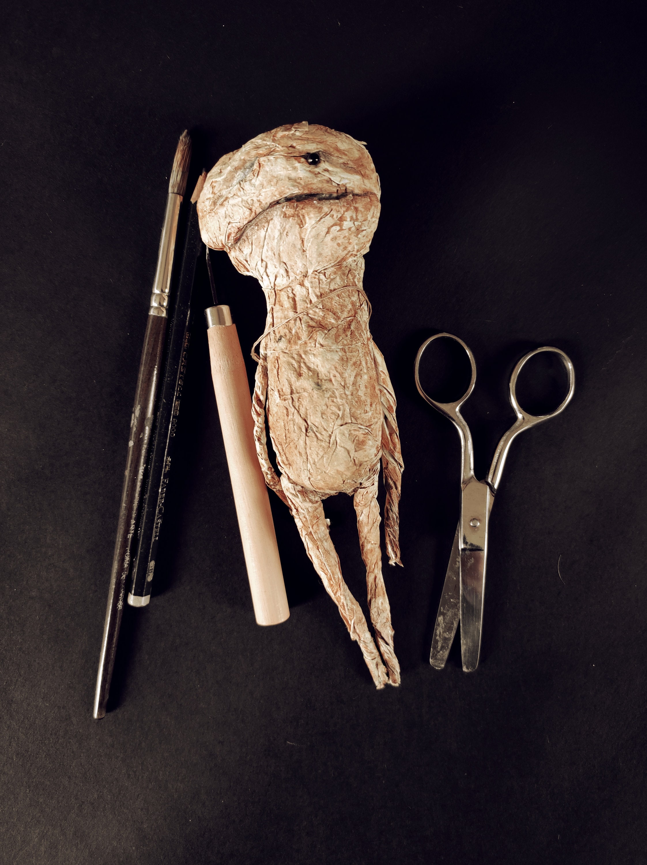 Paper Mache Dark Home Decor Homunculus, Handmade Monster Doll Sculpture ...