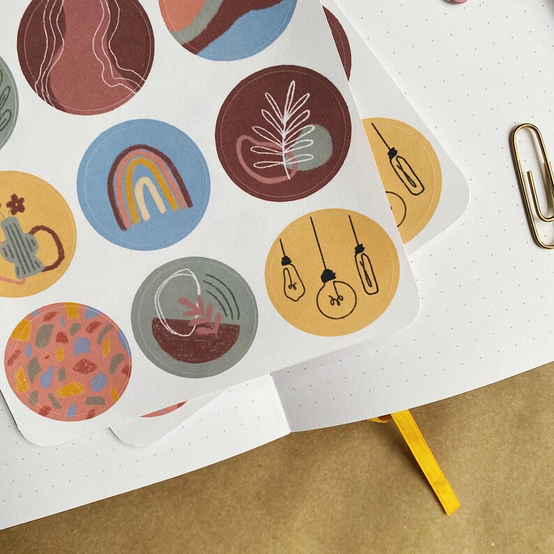 Circle Aesthetic Art Bullet Journal Sticker Sheet | Etsy