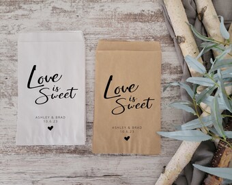 Love is Sweet Candy Buffet Treat Bags Personalized Wedding Favor Bags ...