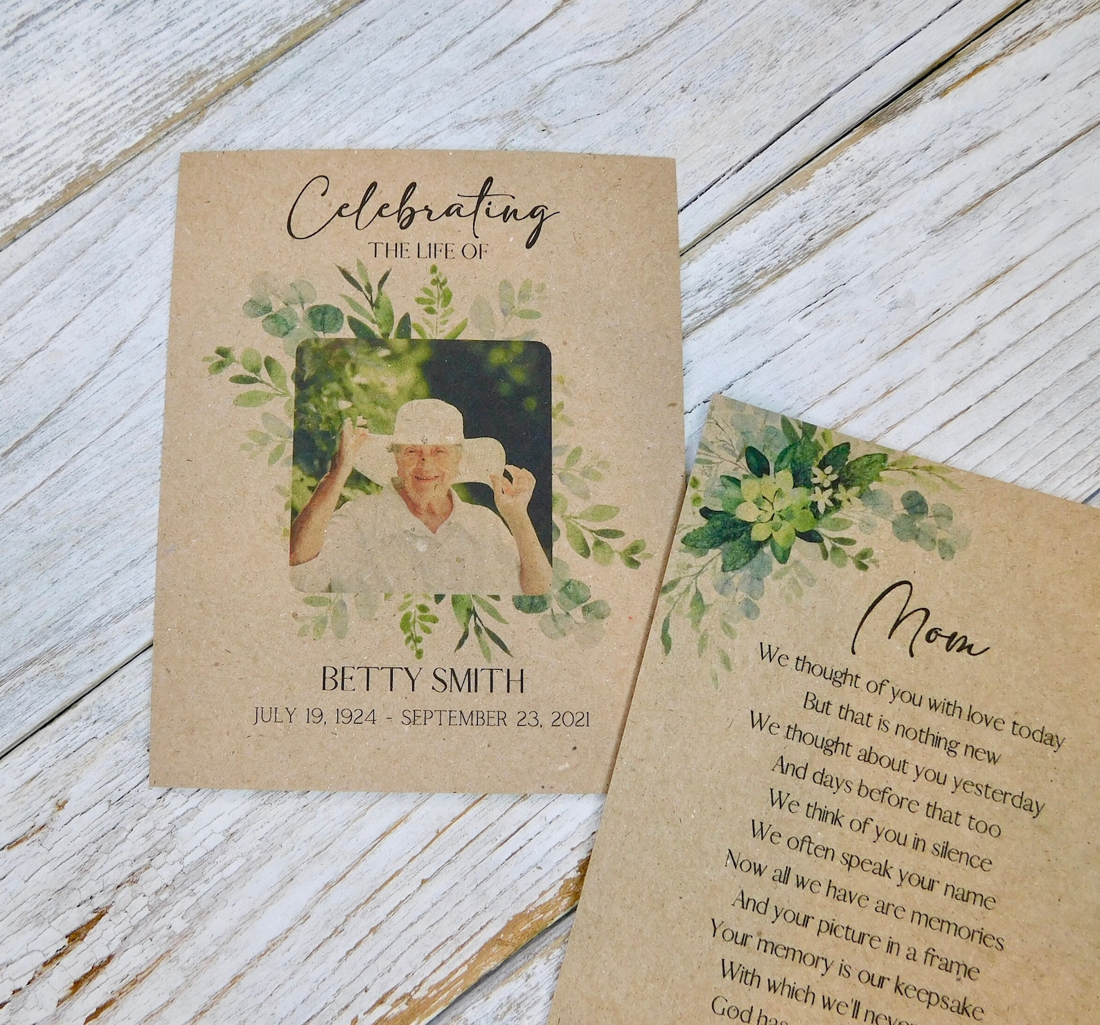 Celebration of Life Cards for Funeral Memory Card for | Etsy