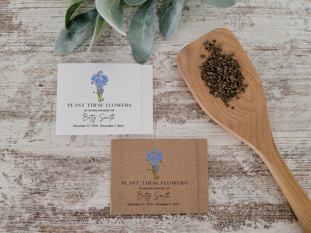 Memorial Seed Packet Remembrance Favors Celebration of Life Funeral ...
