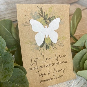 Let Love Grow Favor Cards | Bridal Shower | Wedding | Personalized ...