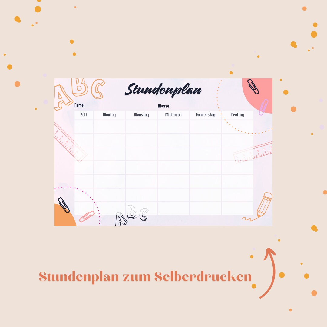 Timetable PDF Template. Digital Timetable That You Can Print Out ...