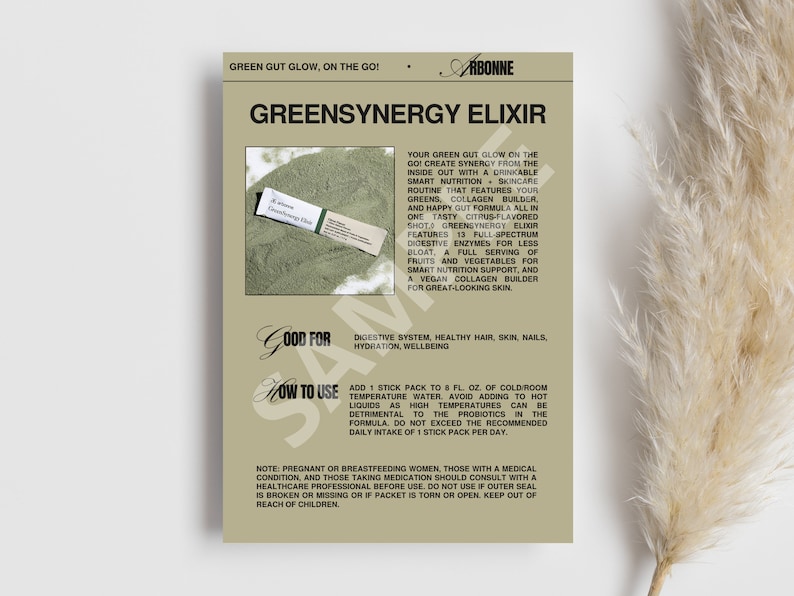 Arbonne Greensynergy Elixir Card | Greens on the Go | Arbonne Greens ...