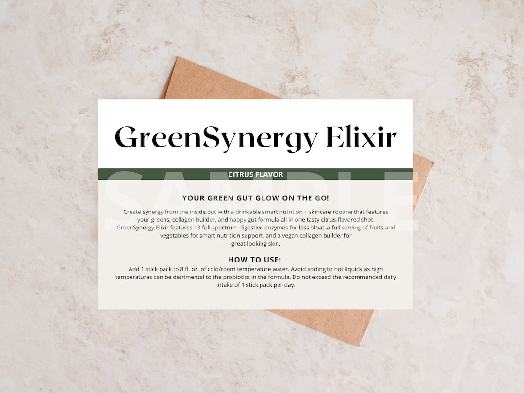 Arbonne Greensynergy Elixir Card | Greens on the Go | Arbonne Greens | Arbonne Green Gut Glow ...