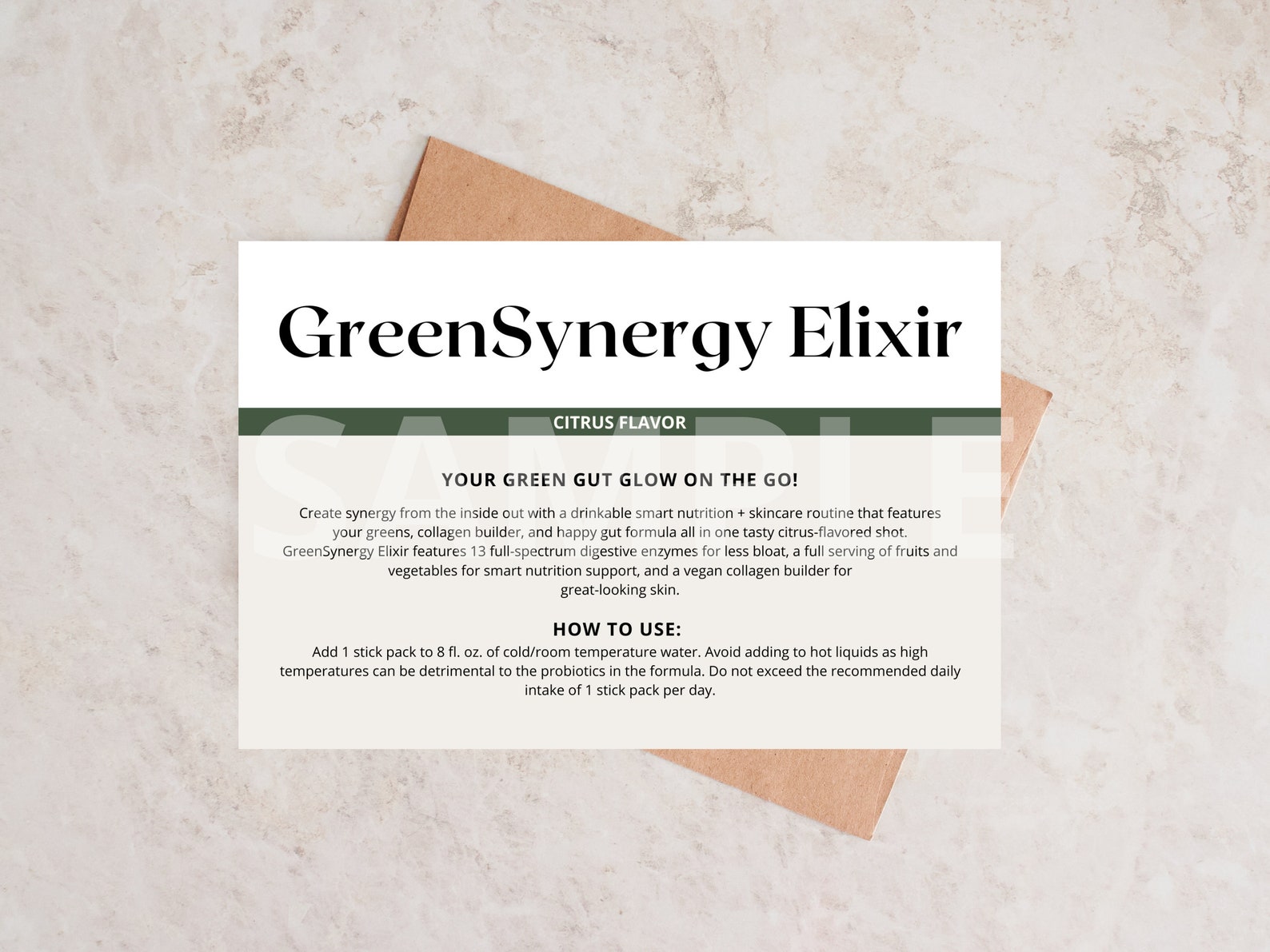 Arbonne Greensynergy Elixir Card Greens on the Go Arbonne - Etsy