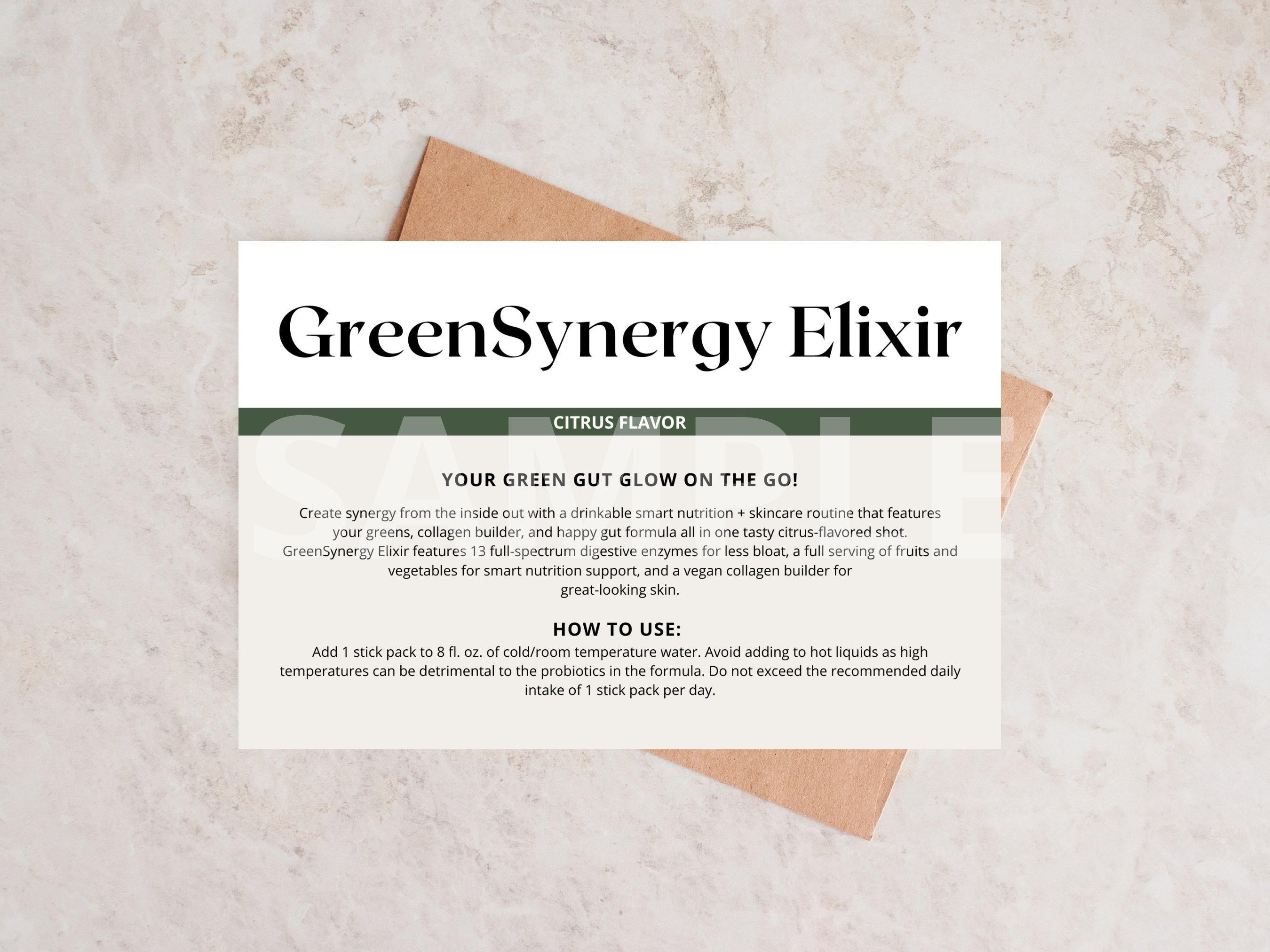 Arbonne Greensynergy Elixir Card Greens on the Go Arbonne - Etsy