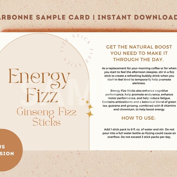 Arbonne Fizz Stick Cards - Etsy