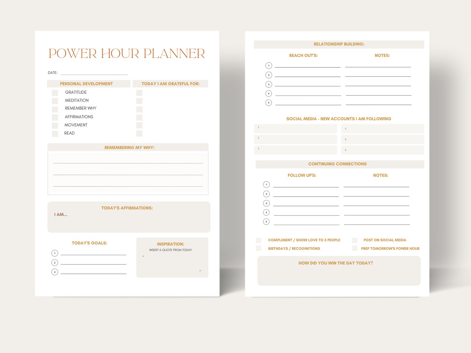 Direct Sales Power Hour Planner | MLM Success Tracker | Network ...