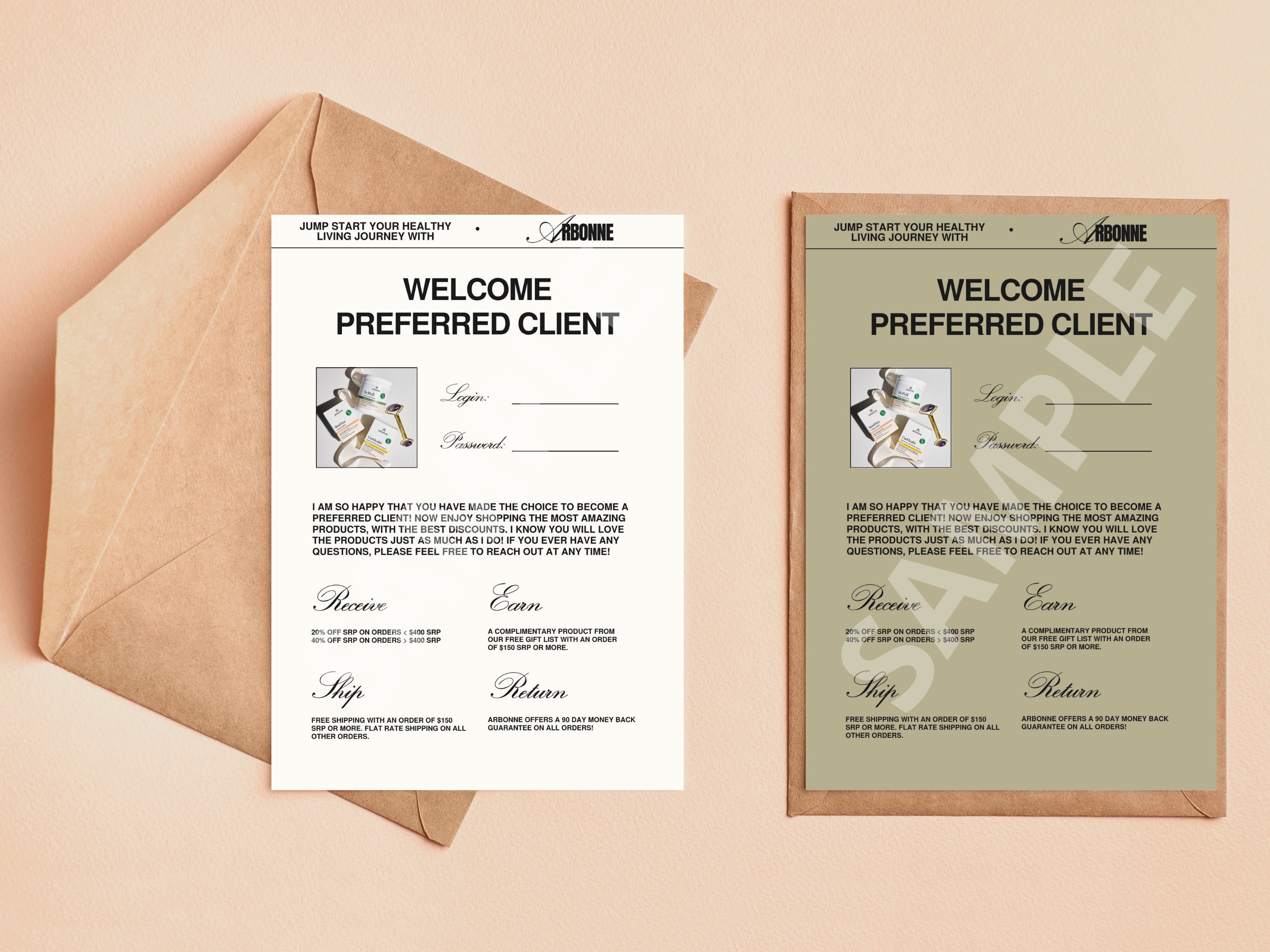 NEW Modern Arbonne Welcome Preferred Client Card Preferred Client ...