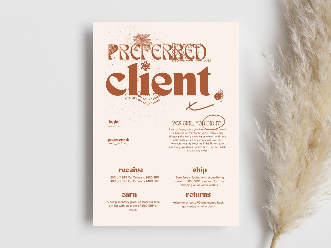 Arbonne Preferred Client Welcome Card | Preferred Client Welcome Card | Arbonne Independent ...