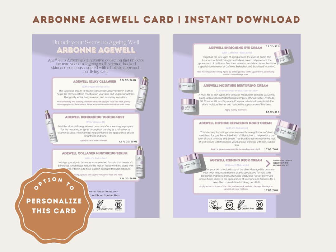 Arbonne Agewell Skincare Set Card | Agewell Silky Cleanser | Arbonne ...