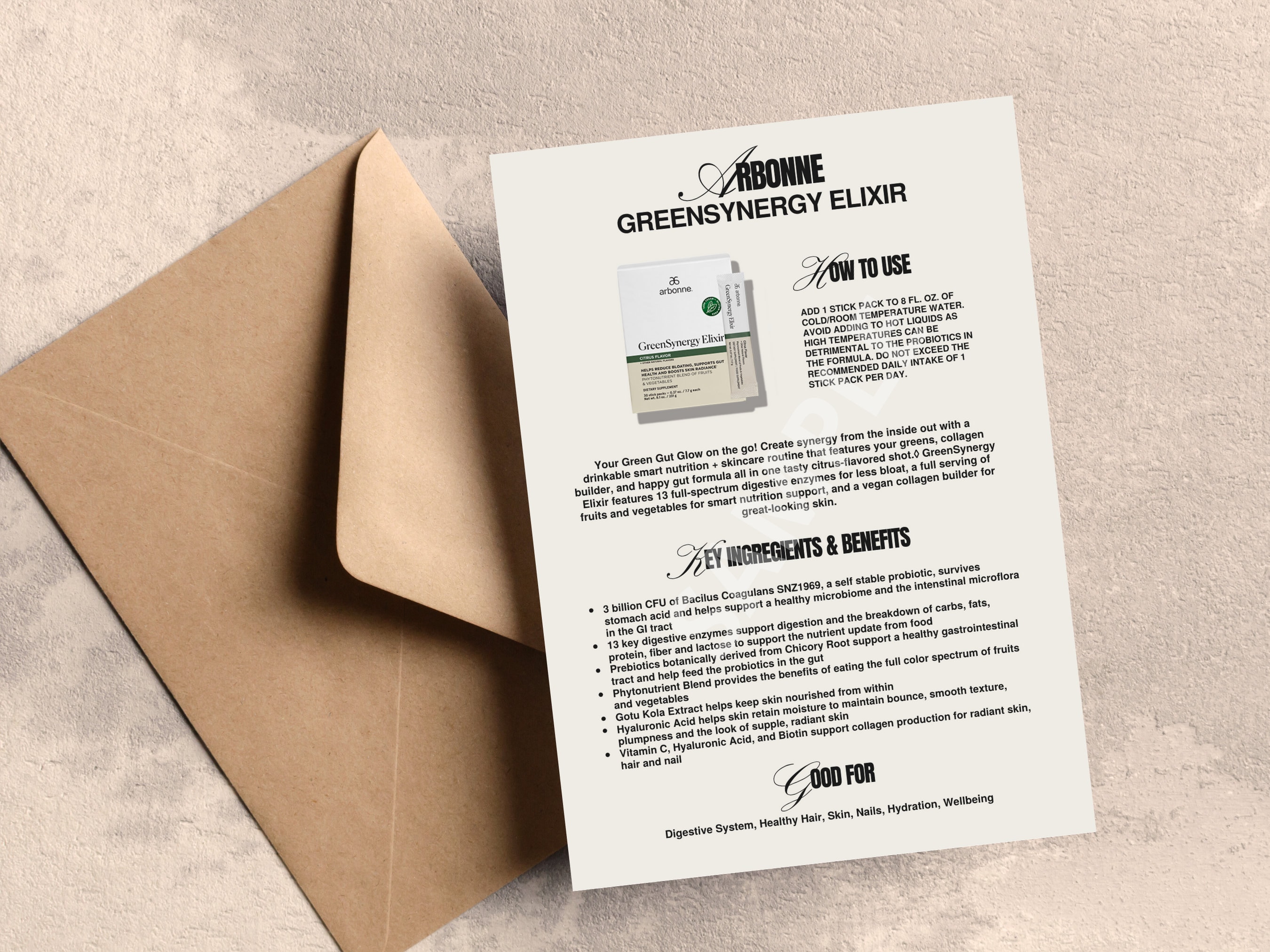 NEW Arbonne Greensynergy Elixir Card | Greens on the Go | Arbonne ...