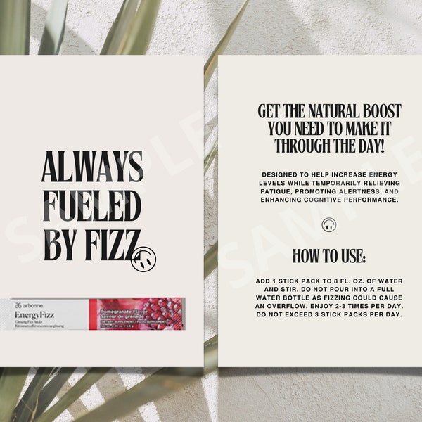Arbonne Fizz Stick Cards - Etsy