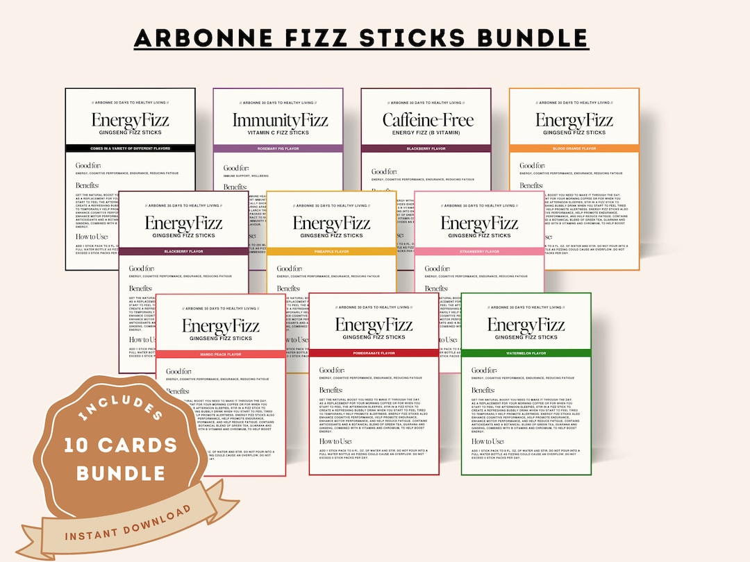 Arbonne 10 Cards Fizz Sticks BUNDLE US Version Arbonne Fizz Sticks ...
